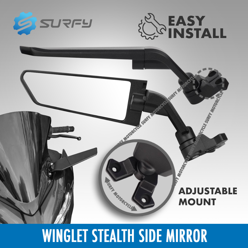 Winglet Stealth Side Mirror New Adjustable Mounting Bracket Big One ...