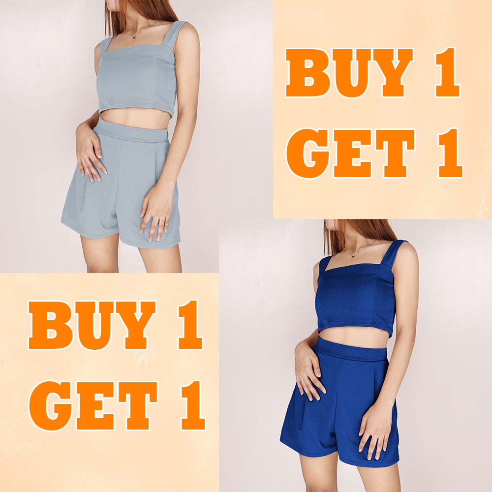 SS Buy 1 Take 1 KHAZZ Terno Sleeveless Crop Top and Shorts Coordinate ...