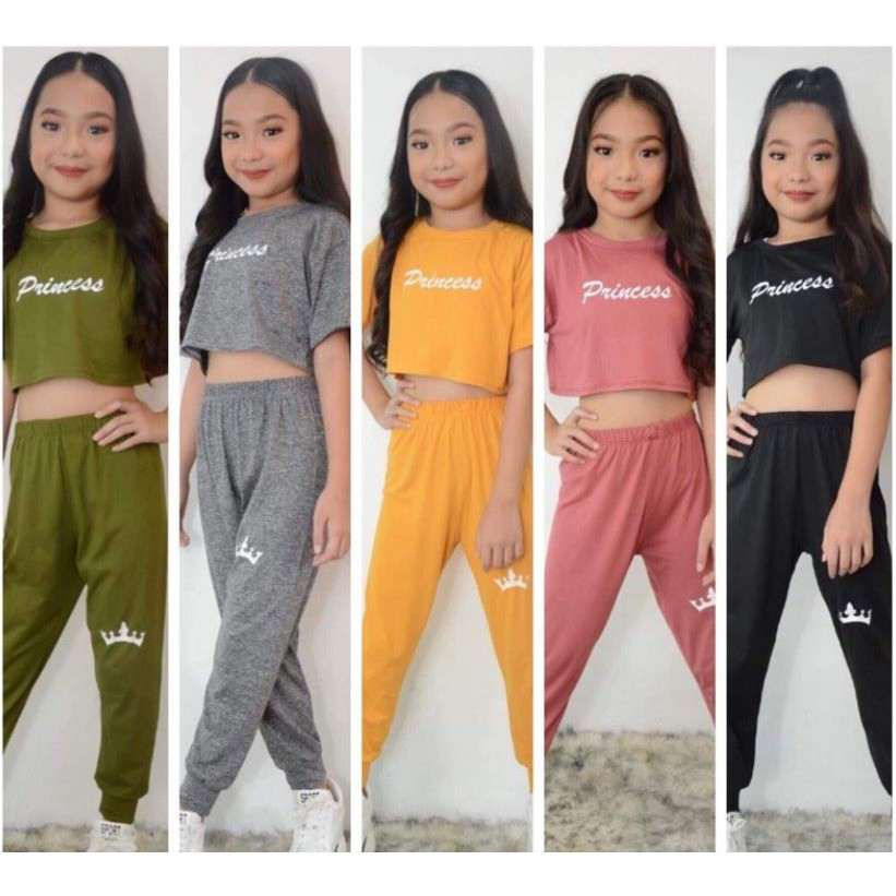 ZUMI PRINCESS TERNO CROPTOP & JOGGER(1-13Y/O) | Shopee Philippines