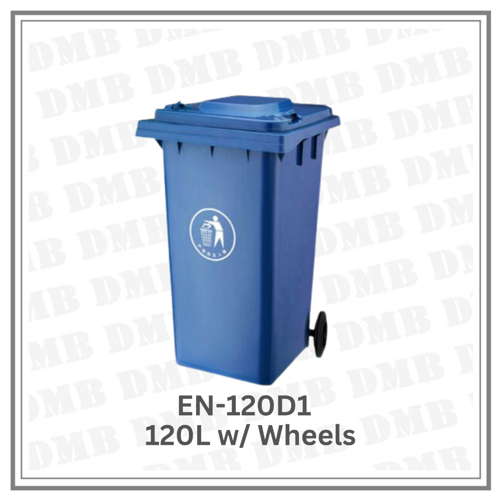120 Liters Mobile Trash Bin with Cover and Wheels Assorted Colors (EN ...