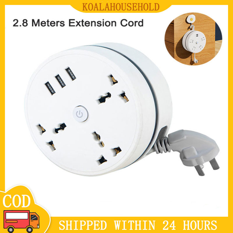 Retractable Storage Socket Fast Charging Usb Plug In Board Porous Socket 2 8m Safety Switch