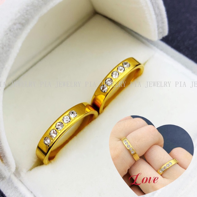 PIA 316L Stainless Steel Diamond Rings Wedding Rings Engagement Rings For Ladies Men Love Rings ...