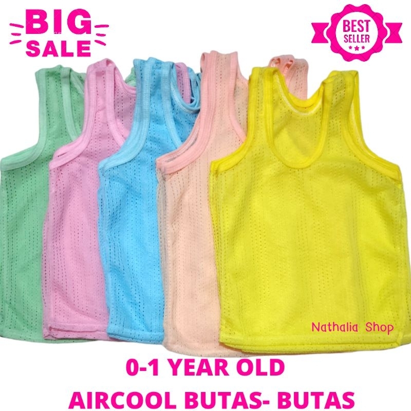 6 PCS or 12 PCS AIRCOOL [butas-butas] Cotton Sando 0-1 year old for ...