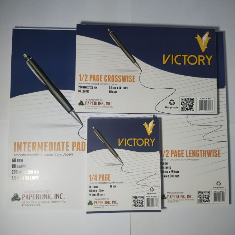 Victory Paper Pad (Whole,1/2CrossWise,1/2LengthWise,1/4) | Shopee ...