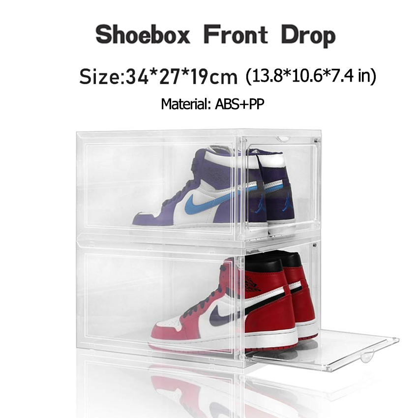 Magnetic transparent stackable shoe box foldable stackable new shoe box ...