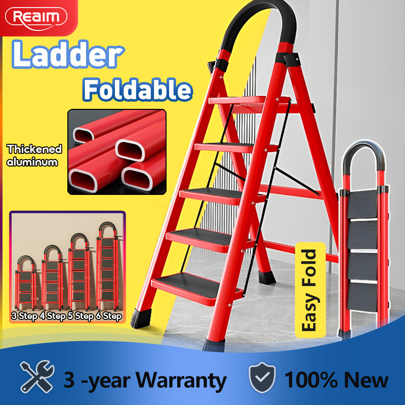 Ladder Foldable Carbon Steel Thicker Ladder 5/6/7 steps Household Multifunction Portable ...