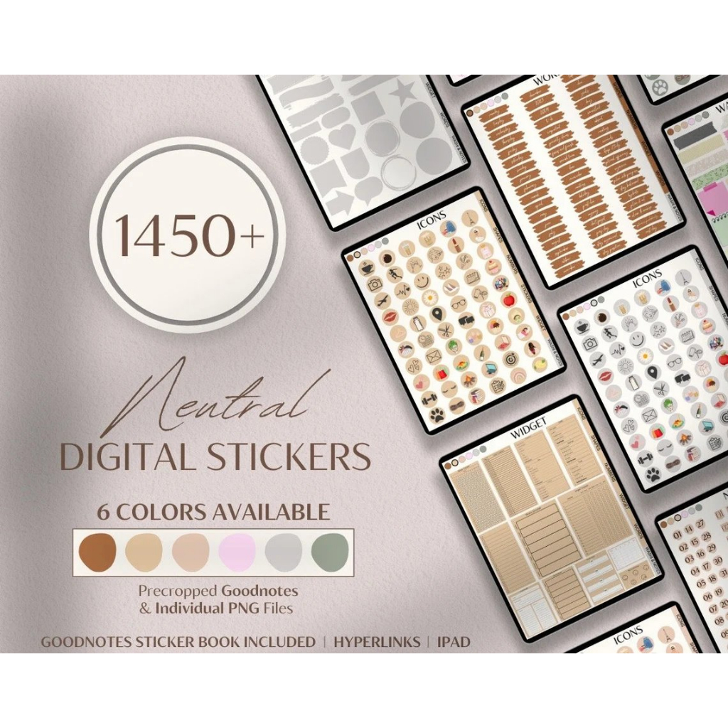 Neutral Goodnotes Digital Stickers, For Everyday Use, Aesthetic ...