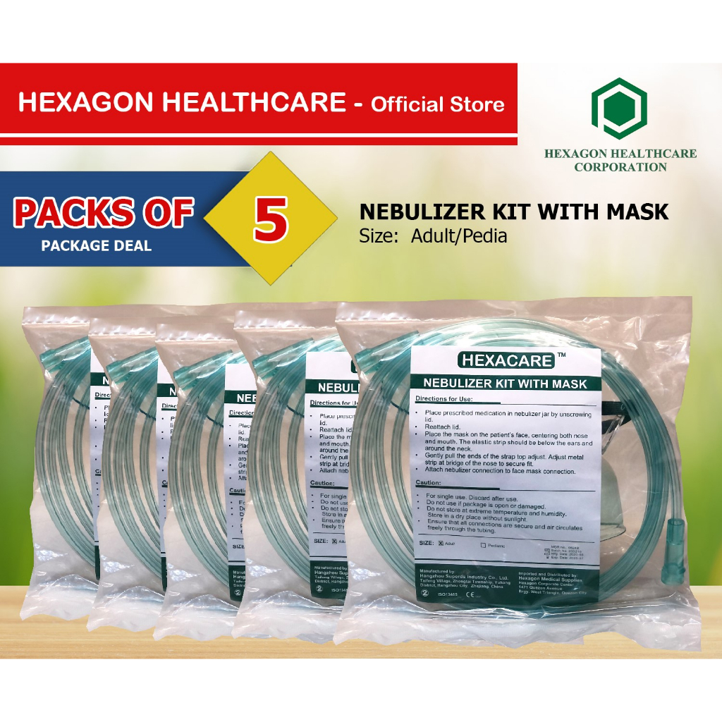 NEB01B5S - Nebulizer Kit w/ Mask (HEXACARE) Green, ADULT Size , Bundle ...