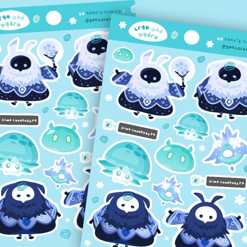 Genshin Impact Cryo Hydro Abyss Mage Waterproof and Glitter-Laminated ...