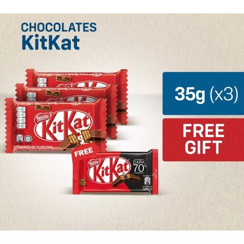 KitKat Milk Chocolate 4 Finger 35g pack of 3 with Free Kitkat dark 41 ...