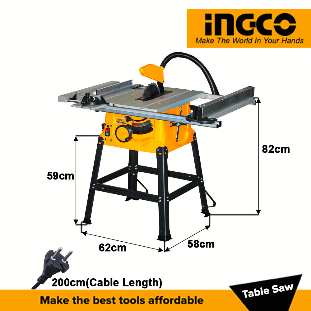 Ingco Extendable Table Saw Machine 1850w 254mm Blade Jobsite Wood ...