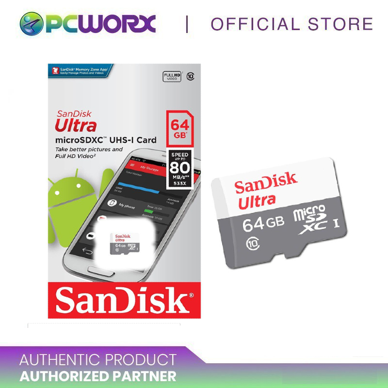 SanDisk Ultra Micro SD Card 16GB / 32GB / 64GB / 128GB UHS-I Class 10, 80mb/s Read Speed ...