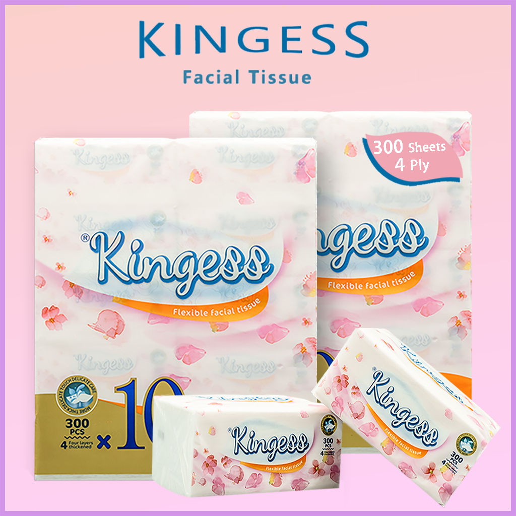 KINGESS Cherry blossom Tissue Facial Tissue 4Ply 300 Sheets 10Packs ...