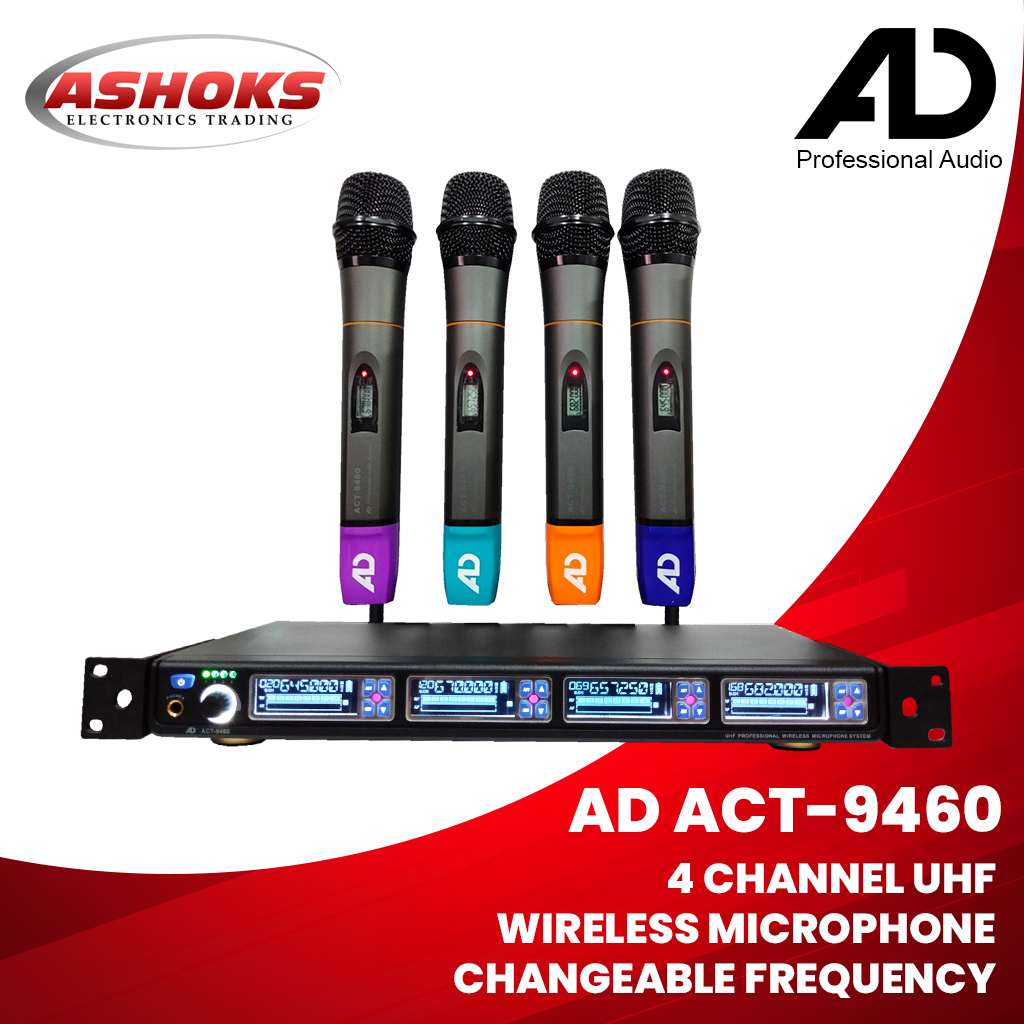 AD ACT 9460 / 4 Wireless Mic / Professional Wireless Microphone System ...