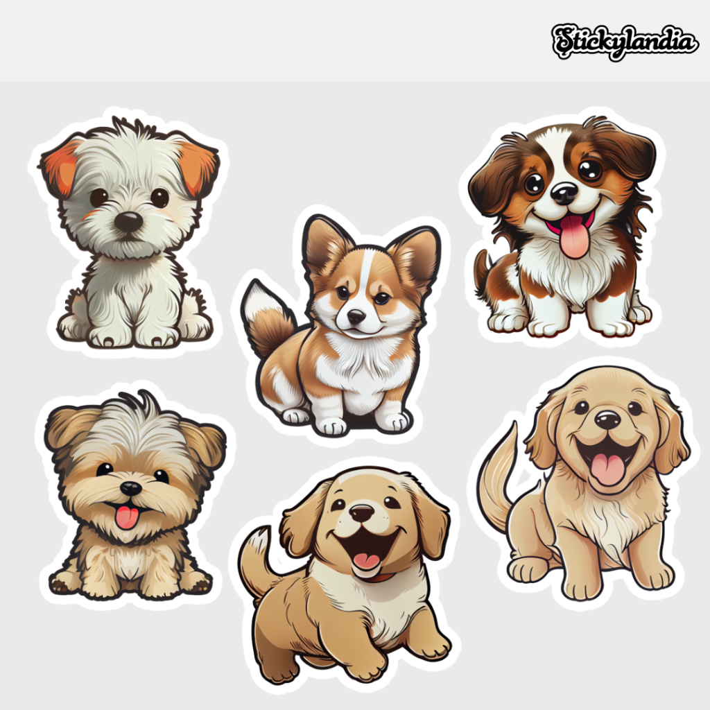 Cute Dogs Puppies Quality Waterproof Vinyl Sticker Set Laptop Tumbler ...