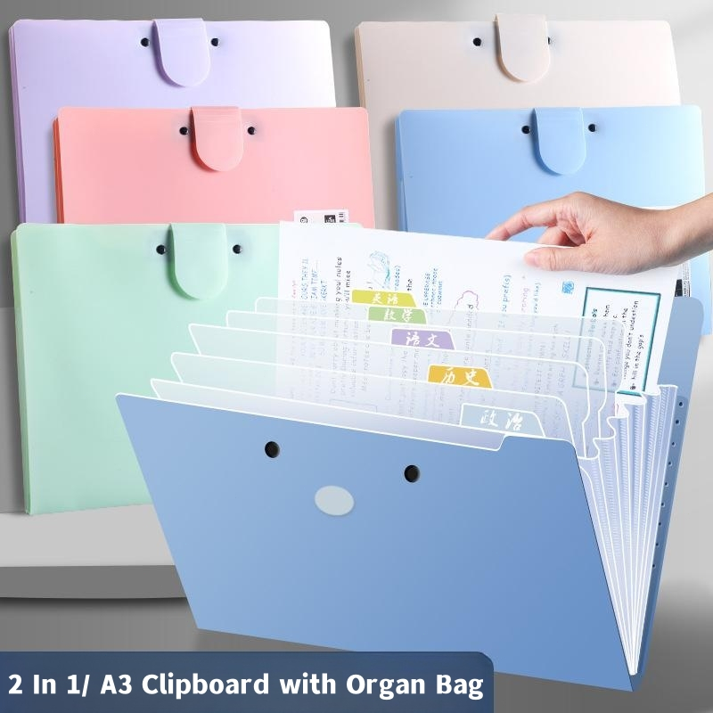 Expanding File Folder Document Clipboard two-in-one storage 8 Pockets ...