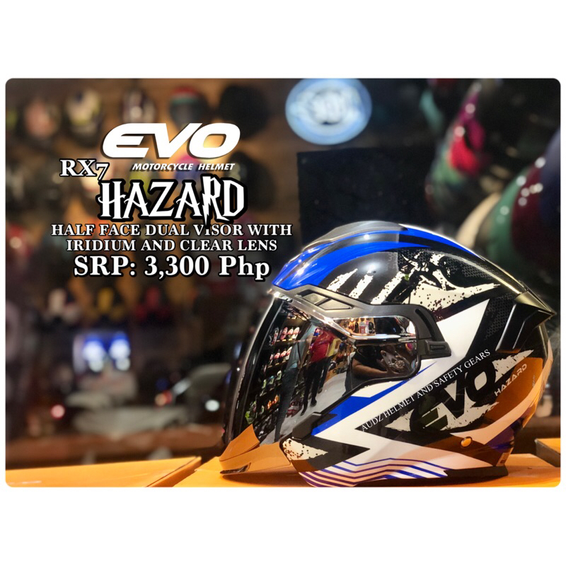 EVO RX7 HAZARD HALF FACE HELMET | Shopee Philippines