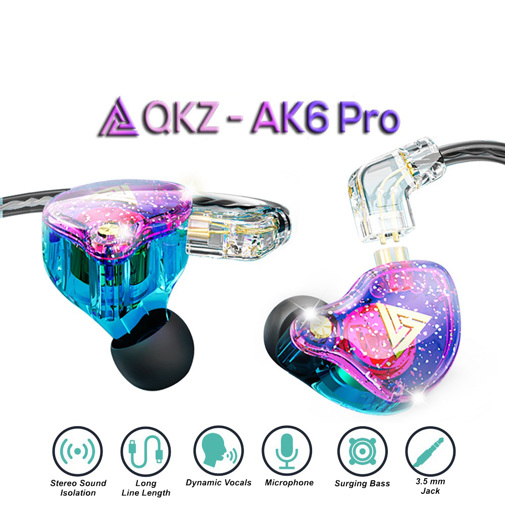 QKZ AK6 Pro Dynamic 1DD Earphones HIFI Bass Earbuds In-Ear Monitor ...