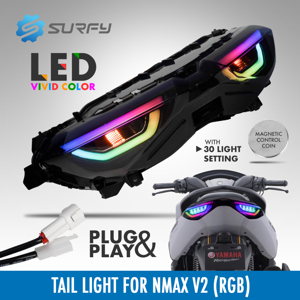 CR7 Nmax V2 Tail Light LED VIVID Color 30 Light Setting RGB Plug And ...