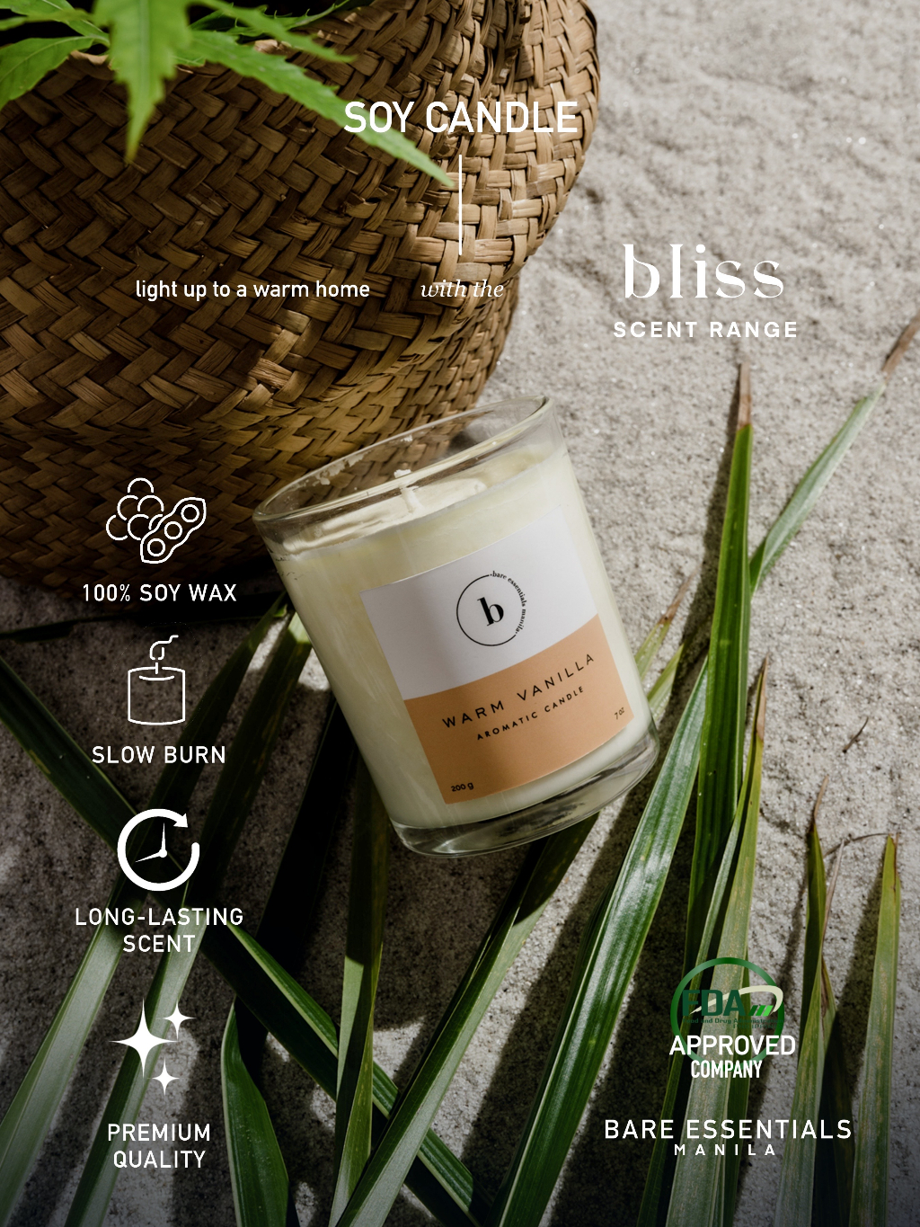 Happy Mood Soy Candle BARE ESSENTIALS MANILA -- Bliss | Shopee Philippines
