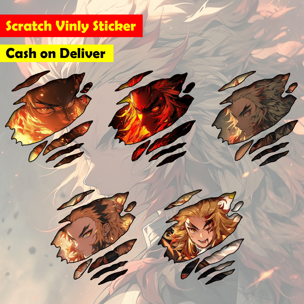 BUY 2 GET 1 | Demon Slayer Rengoku v2 | Scratch Sticker | Laminated by ...