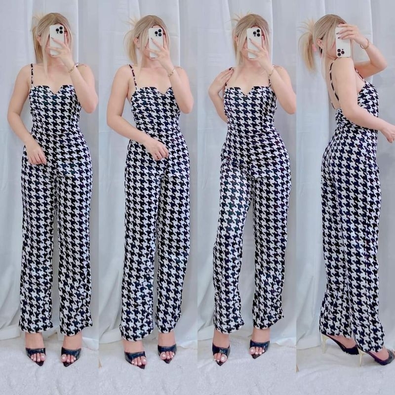 Loraine Houndstooth Jumpsuit | Shopee Philippines