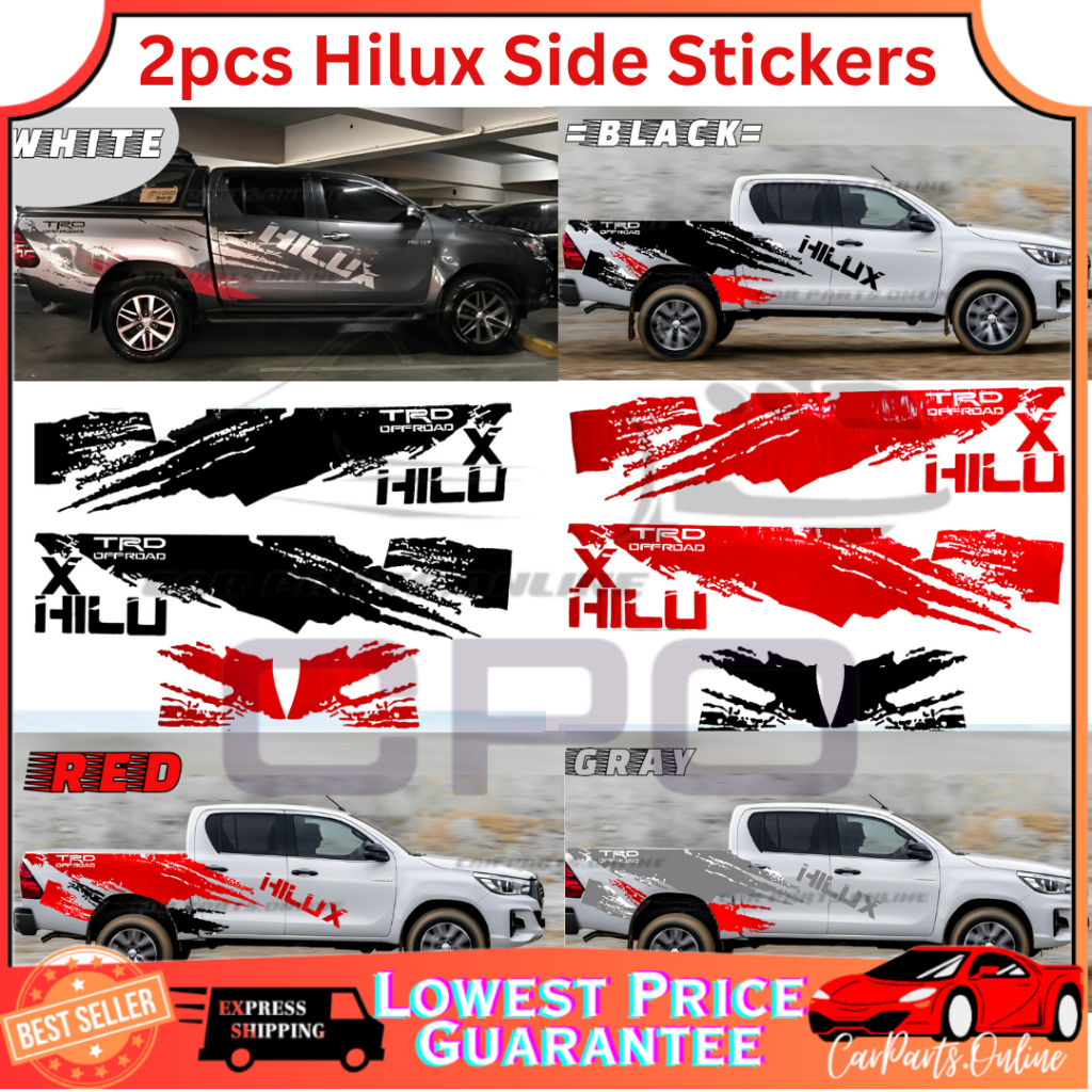 CPO 2pcs TOYOTA HILUX LOWER SIDE STICKER TRUNK DECAL VINYL (Good ...