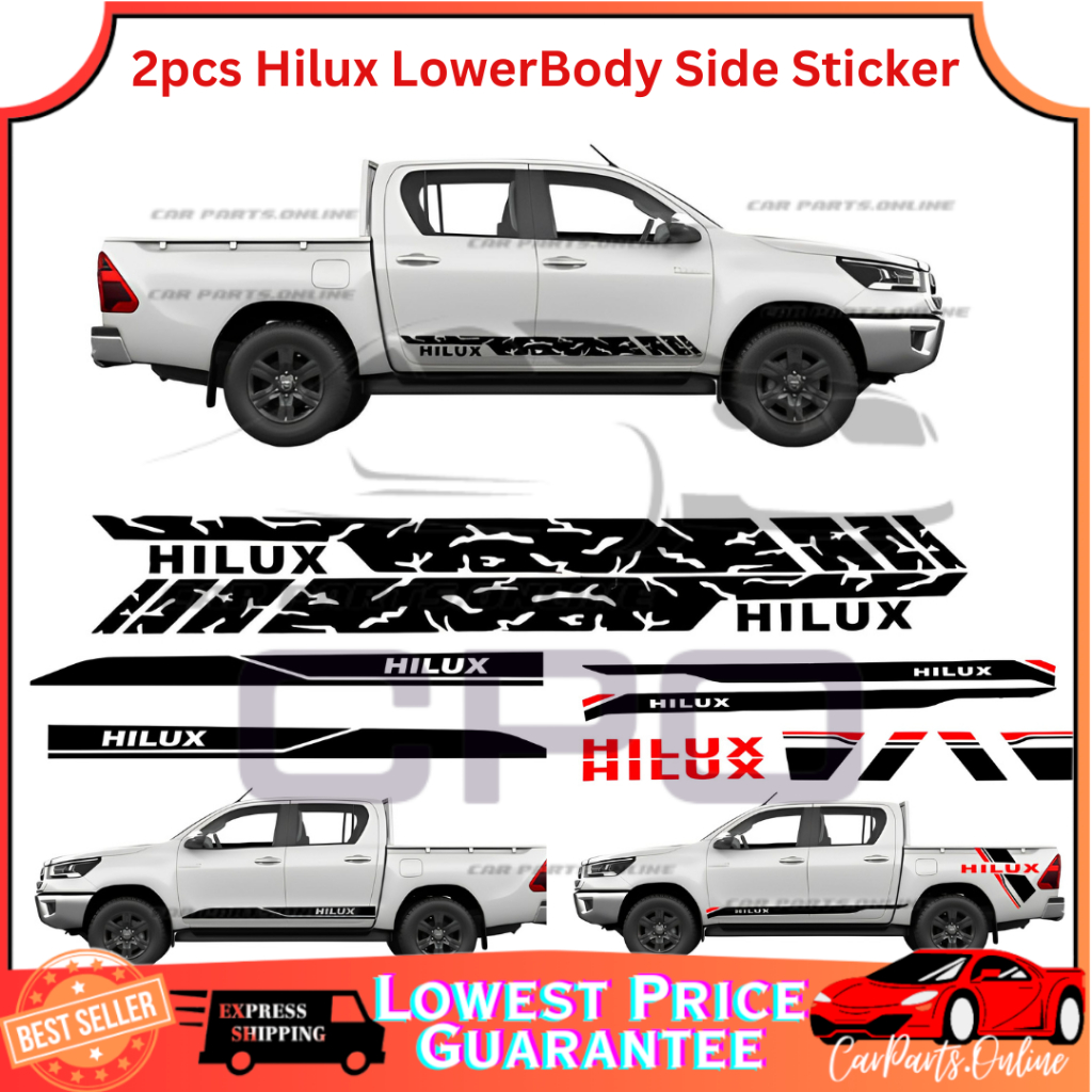 CPO 2Pcs HILUX Body Lower Side Sticker Truck Decal Vinyl Flame Sticker ...