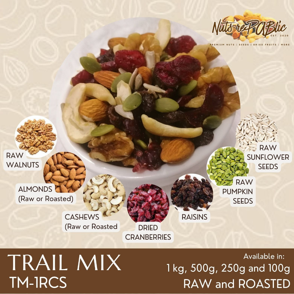 Premium Raw Trail Mix – Walnuts, Almonds, Cashews, Cranberries, Raisins ...