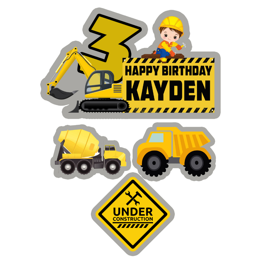 Customized CONSTRUCTION Cake topper | Shopee Philippines