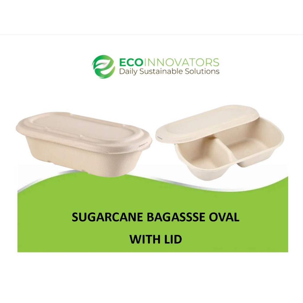ECO Sugarcane Bagasse Take Out Oval Container 10s or BULK BAGASSE OR CLEAR (PP) LID | Shopee ...