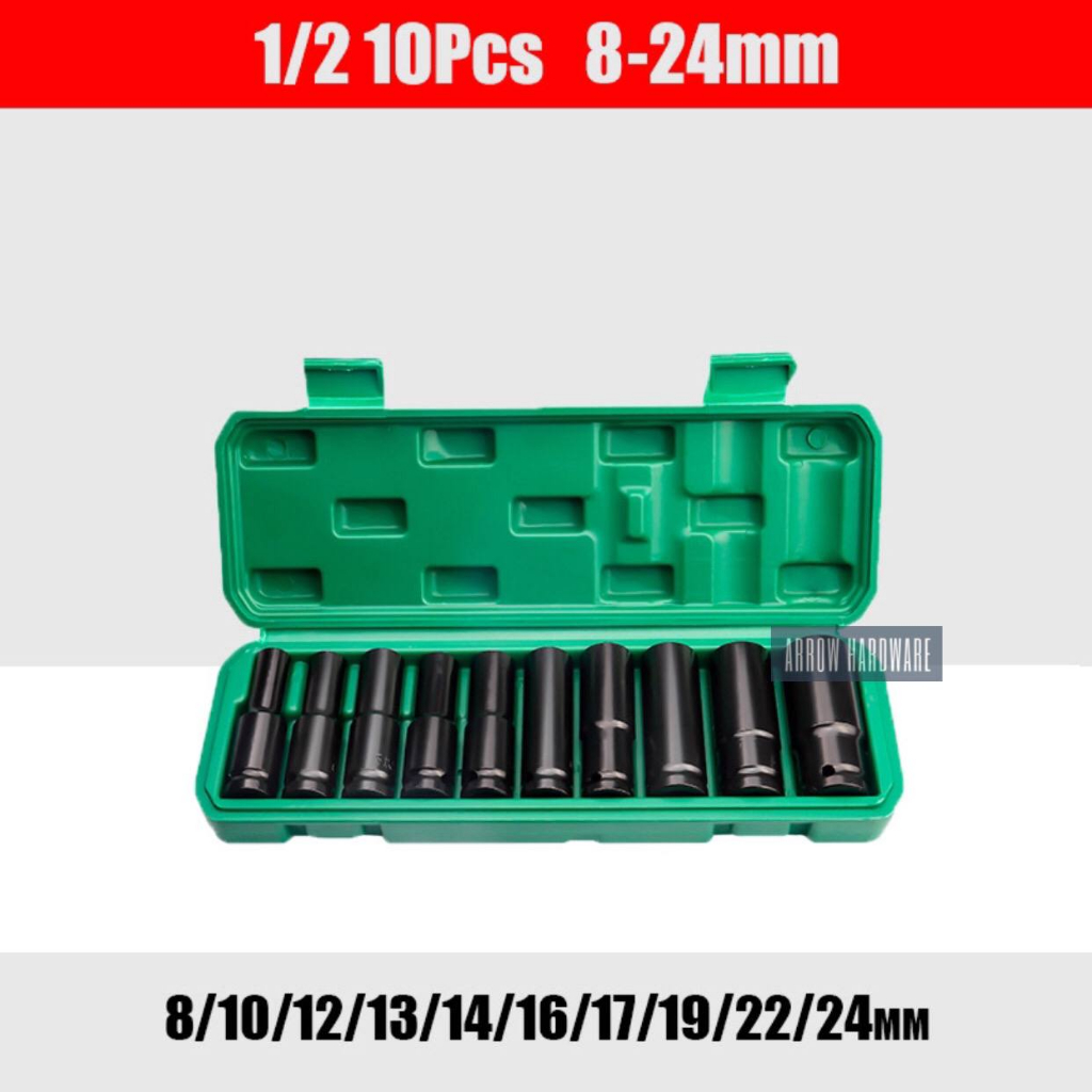 Impact Wrench Socket 10/15 pcs Set 1/2'' Electric Power Tool Hex Socket ...