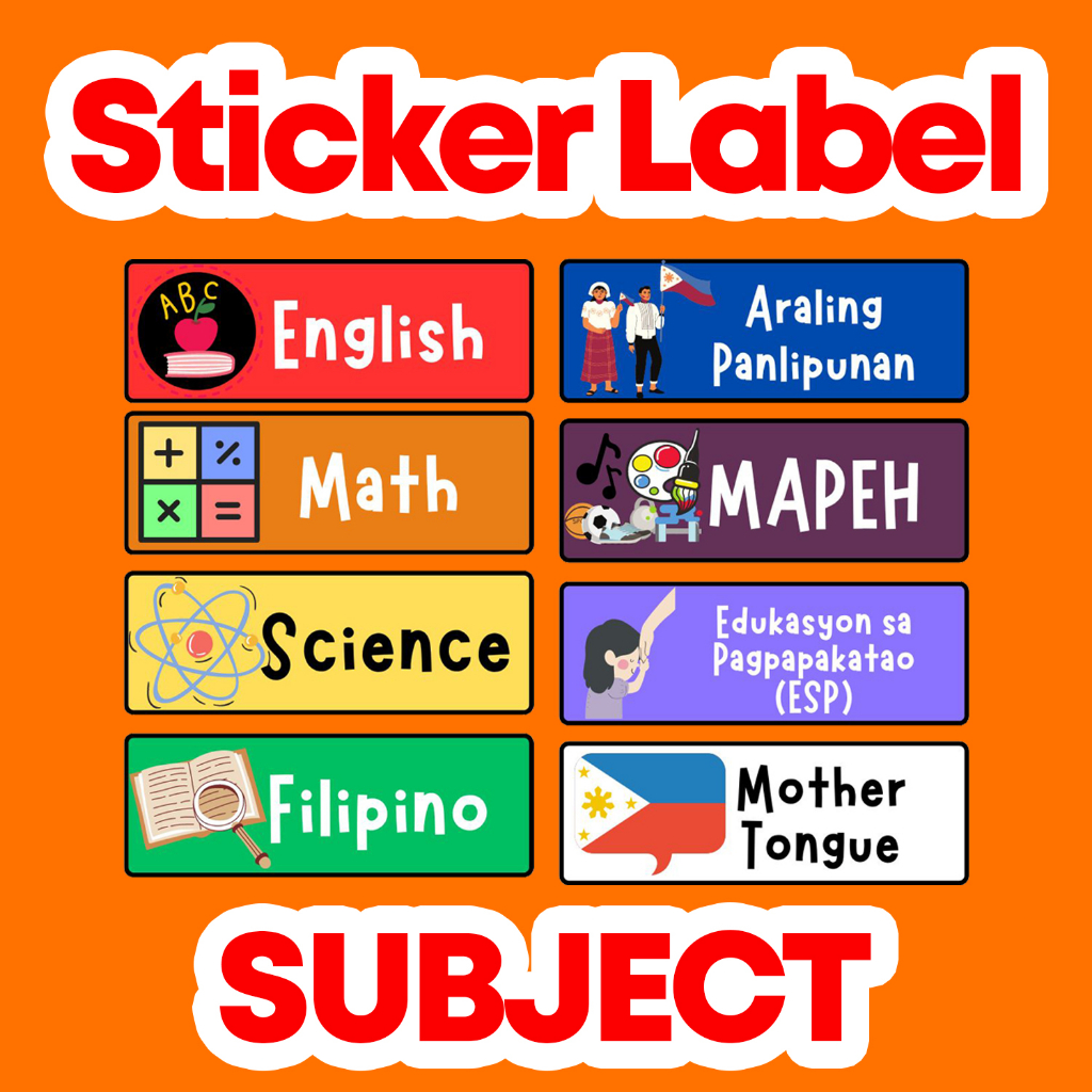 Customize Sticker Name Label for School Kids teacher Subject for books ...