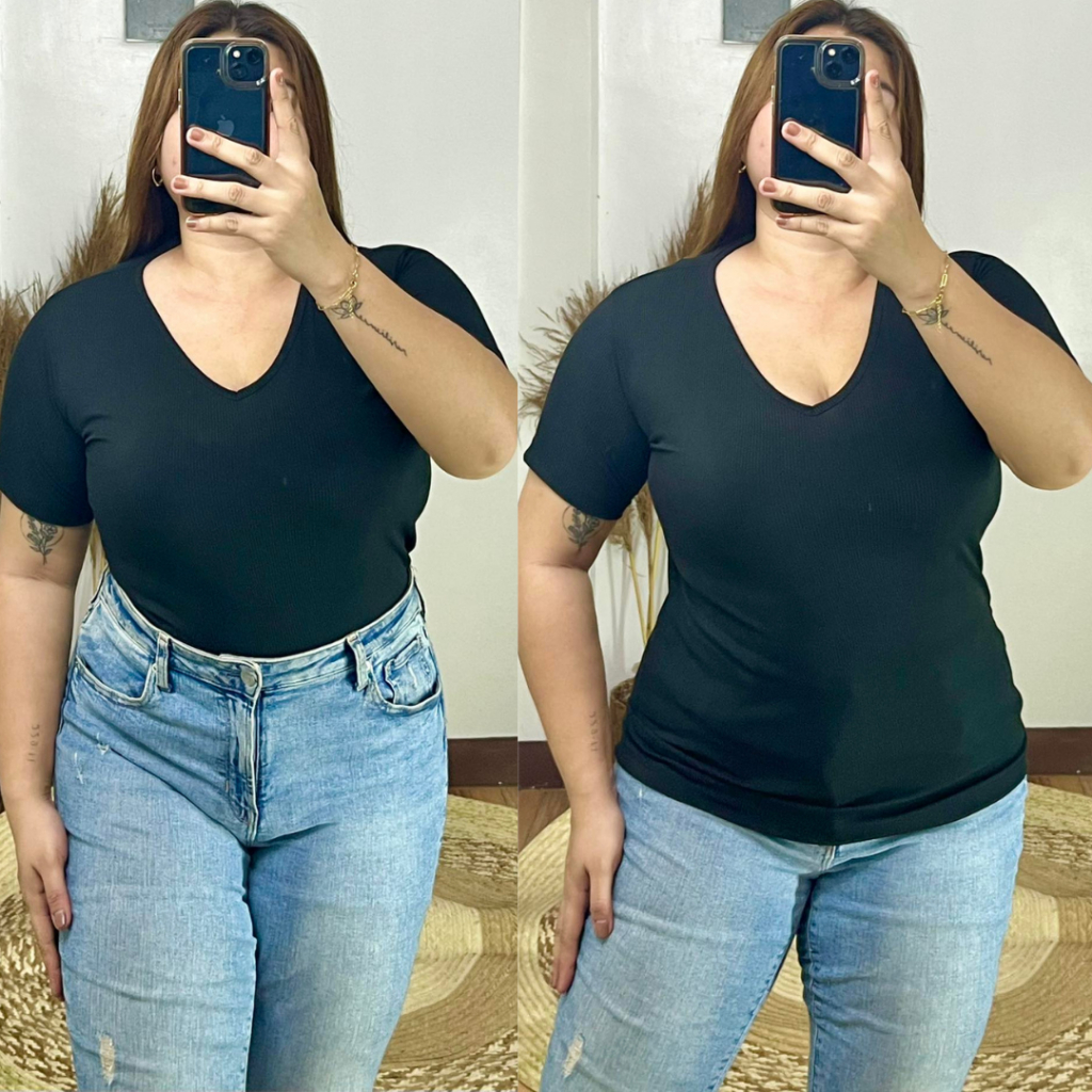 raileystore - PLUS SIZE V-NECK FULL LENGTH KNITTED TOPS | up to 50 ...