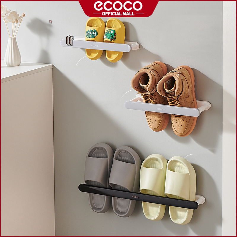 Ecoco Slipper Rack Wall-mounted Telescopic Shoe Rack for Sneaker Boot ...