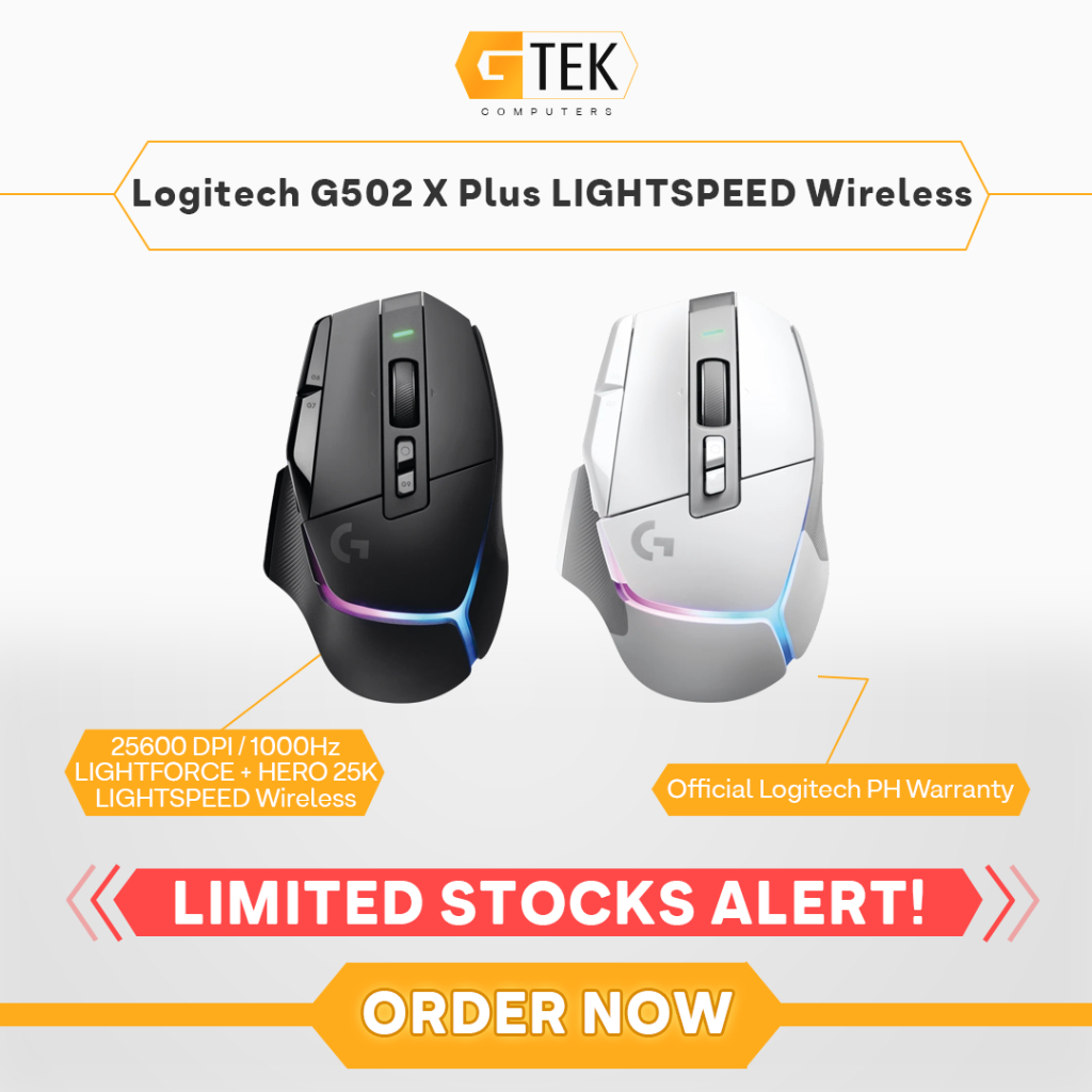 Logitech G502 X PLUS LIGHTSPEED HERO 25K Sensor LIGHTFORCE Switch 25600 ...