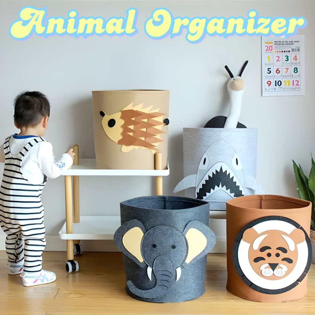 Animal Toy Organizer Bucket Basket Storage for Kids by WISHLAND ...