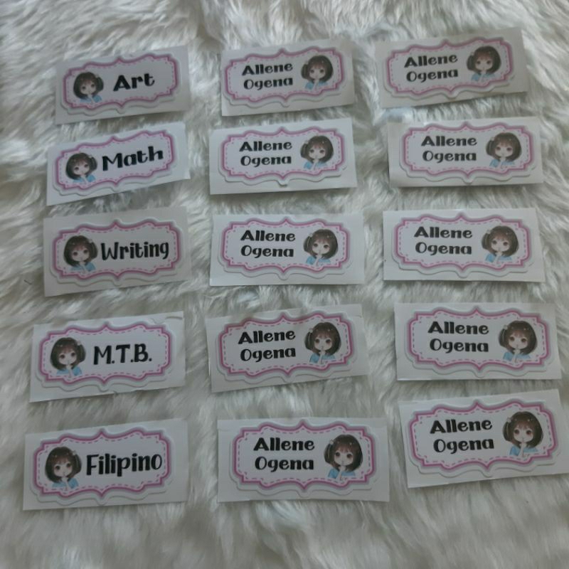 Subject and Name Stickers Waterproof CHIBI Design | Shopee Philippines
