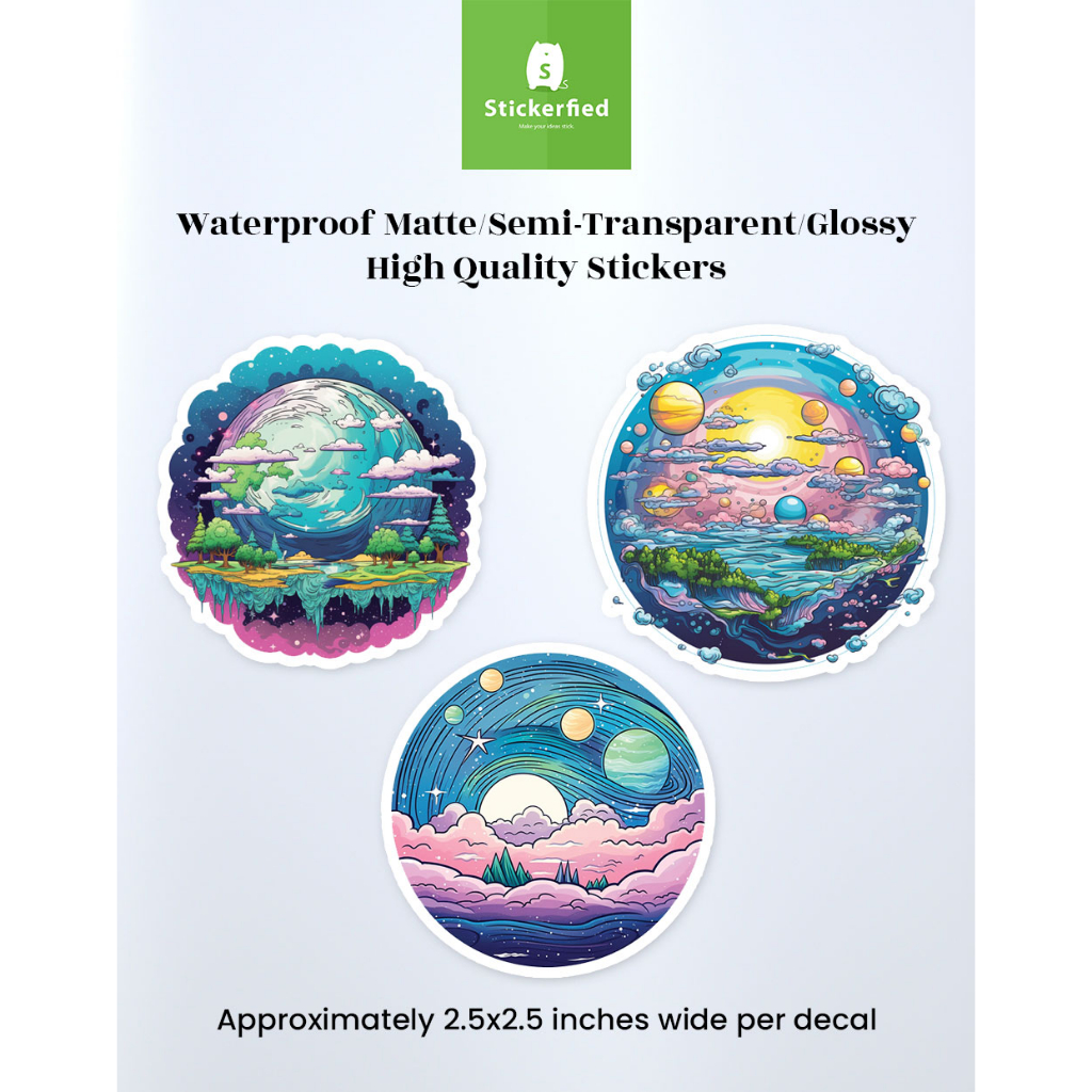 Planets and Landscape Waterproof Vinyl Sticker, Decal For Laptops, Cars ...