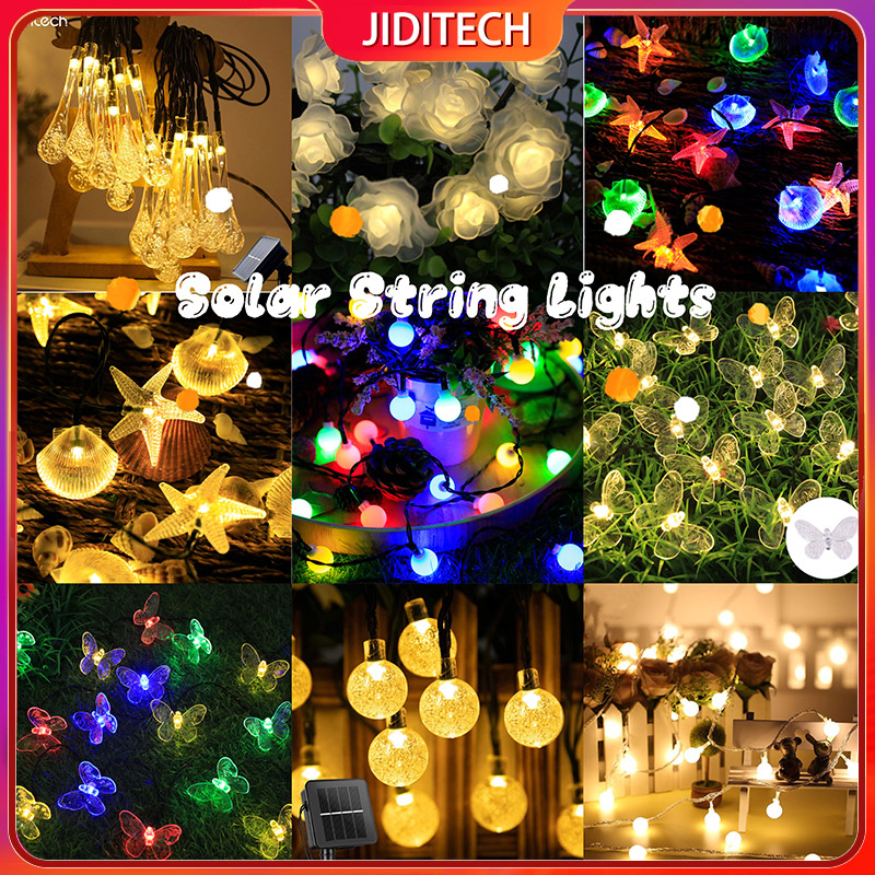 Jiditech 5M 20 LED Solar Rose Light Garland Artificial Rose Flower ...