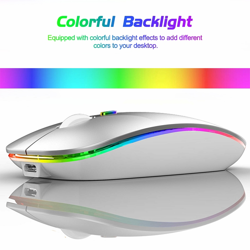 Rainbow LED mouse Rechargeable Wireless mouse 2.4G Optical Slim ...