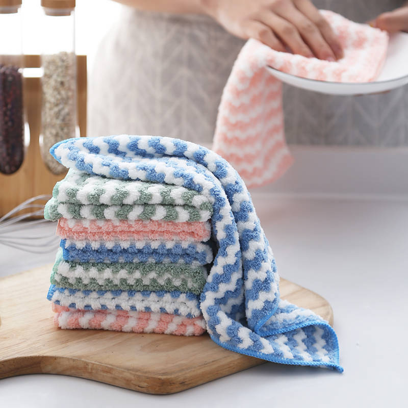 Thick Towel Dishcloth Kitchen Rags Microfiber Non-stick Oil Table ...