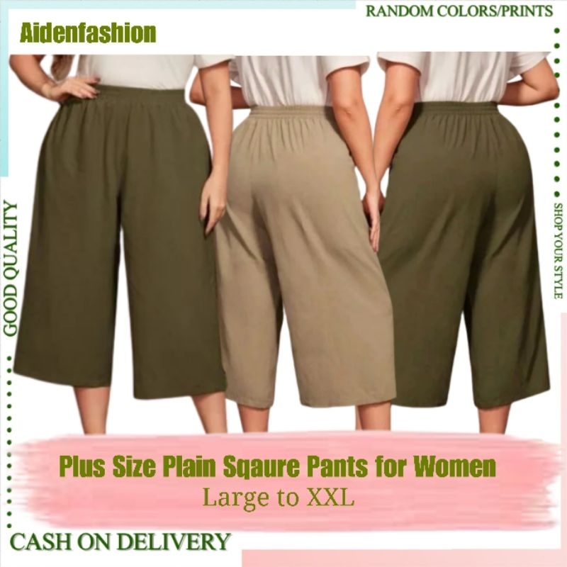 PLUS SIZE Plain Square Pants for Women/Large To XXL Fit-CYRILL | Shopee ...