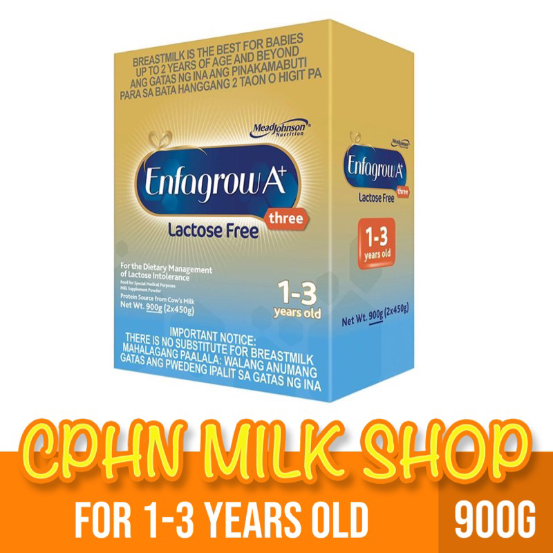 Enfagrow A+ Three Lactose Free 900g for 1-3 Years Old for Dietary Management of Lactose ...