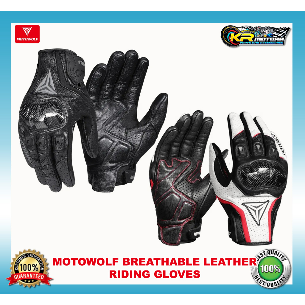 Motowolf Breathable Leather Riding Gloves #0305 Carbon Fiber Knuckle ...