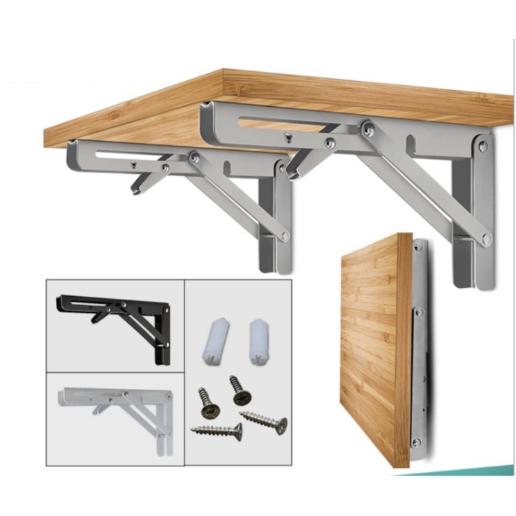 2PCS Folding Angle Bracket Adjustable Wall Mounted Folding Table Shelf ...