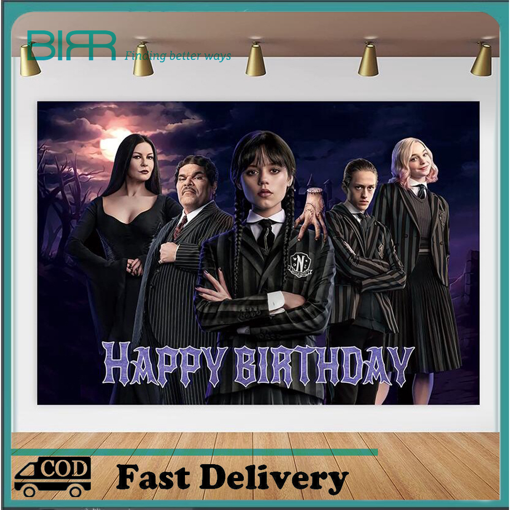 purple-black balloon wreath arch set wednesday adams theme birthday ...