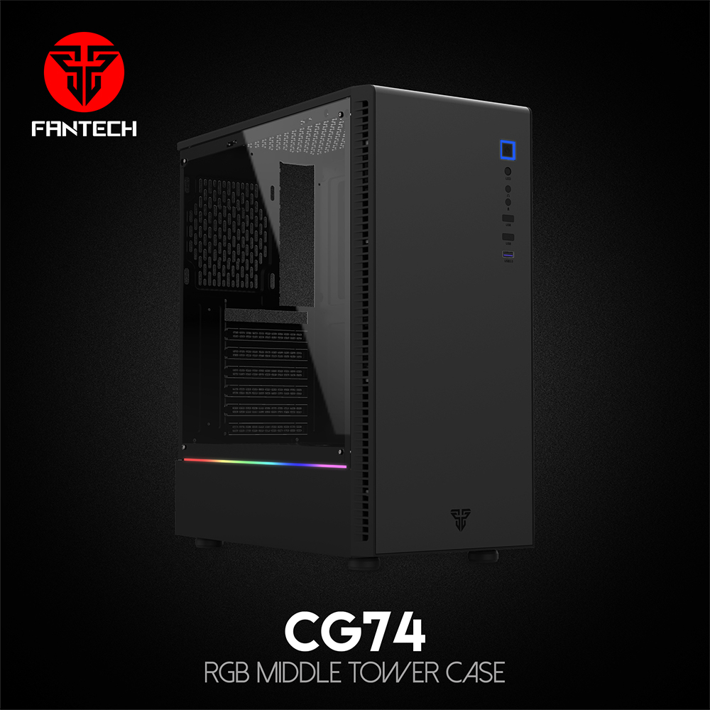 Fantech CG74 Gaming Case Middle Tower Case Tempered Glass Cover PC CPU ...
