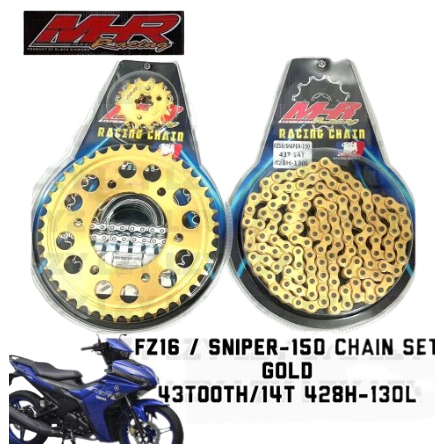 MHR RACING CHAIN SPROCKET SET FZ16/SNIPER 150 428H-43T-14T-130L ...