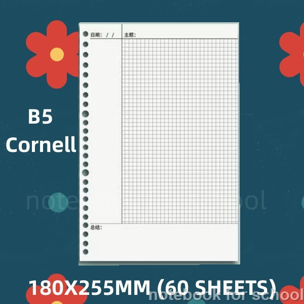 A5/B5 Loose Leaf Refill Binder Notebook Replacable Metal Ring Writing ...